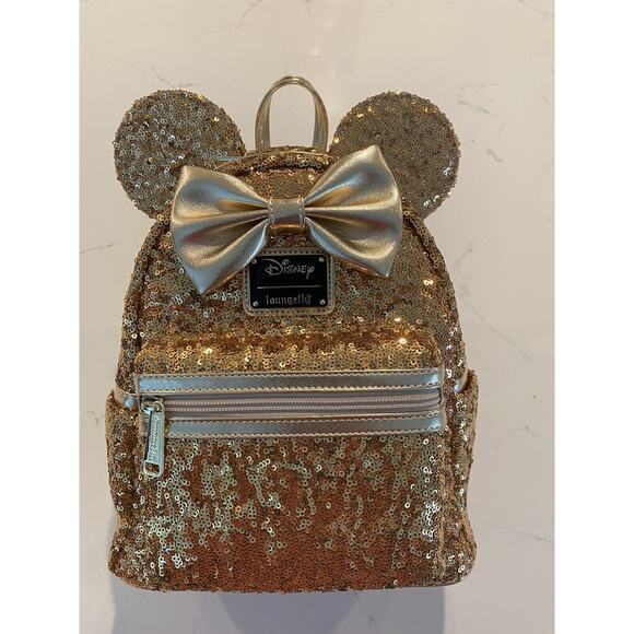 Loungefly | Bags | Loungefly Disney Yellow Gold Sequin Minnie Mini ...